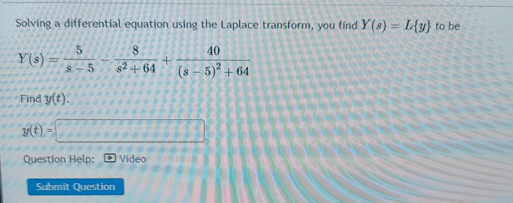 Solved Solving a differential equation using the Laplace | Chegg.com