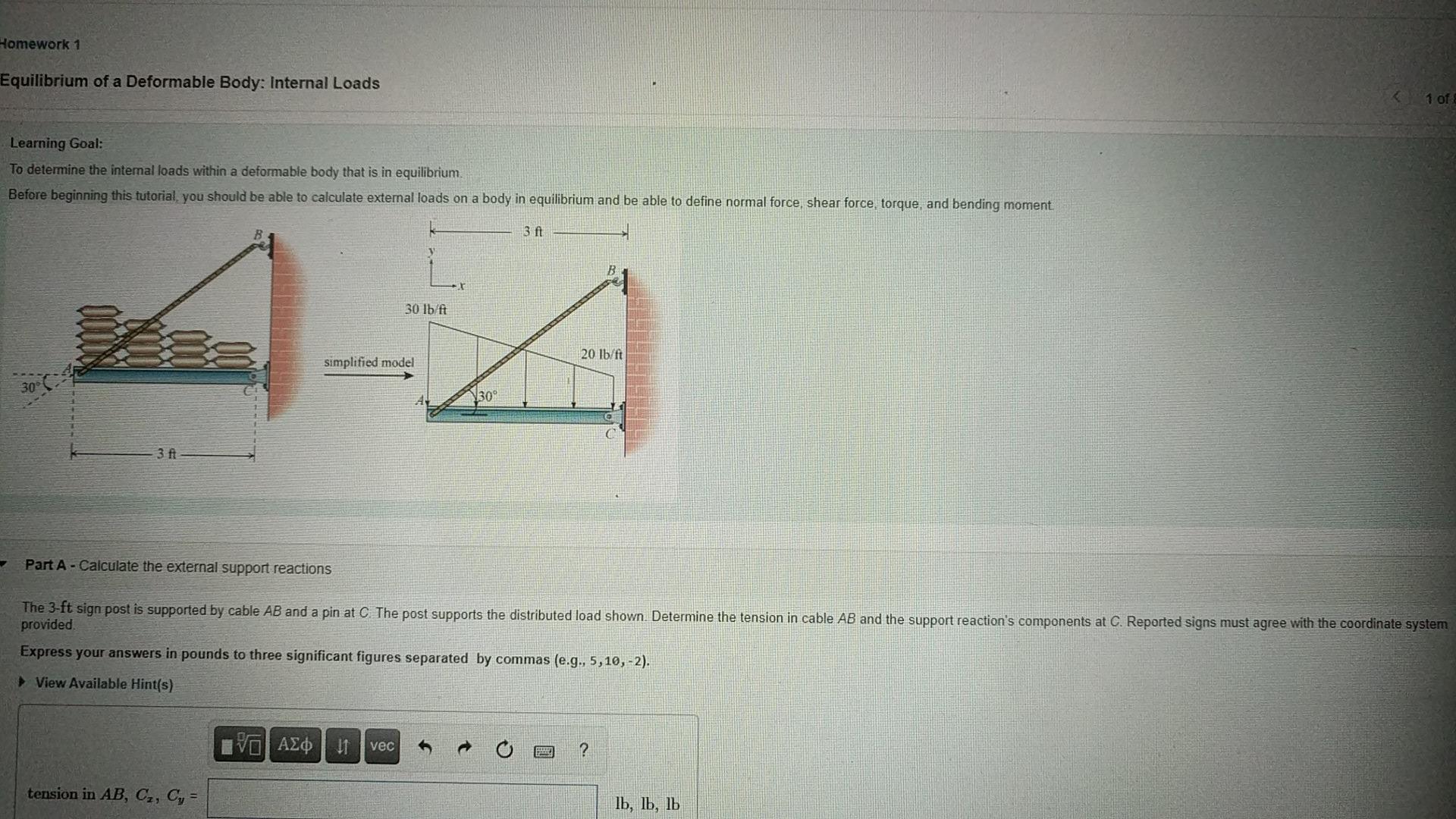 Solved Homework 1 Equilibrium of a Deformable Body: Internal | Chegg.com