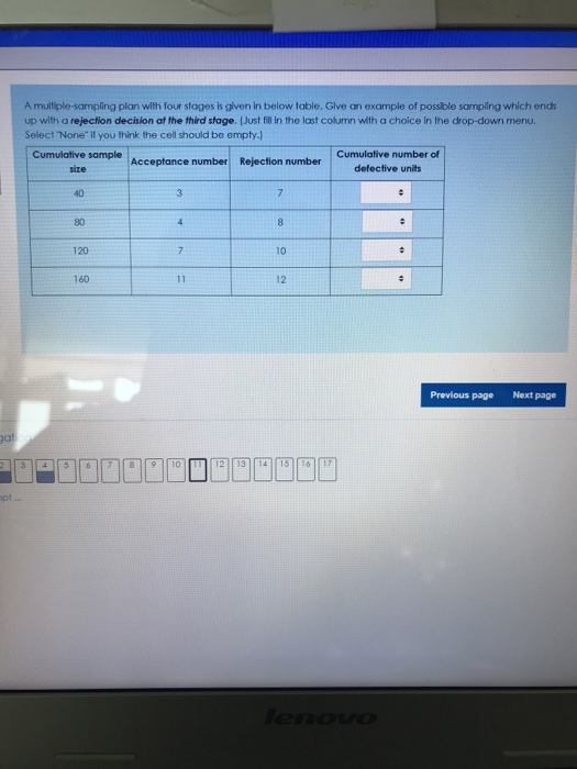 Solved A multiple sampling plan with four stages is given in | Chegg.com