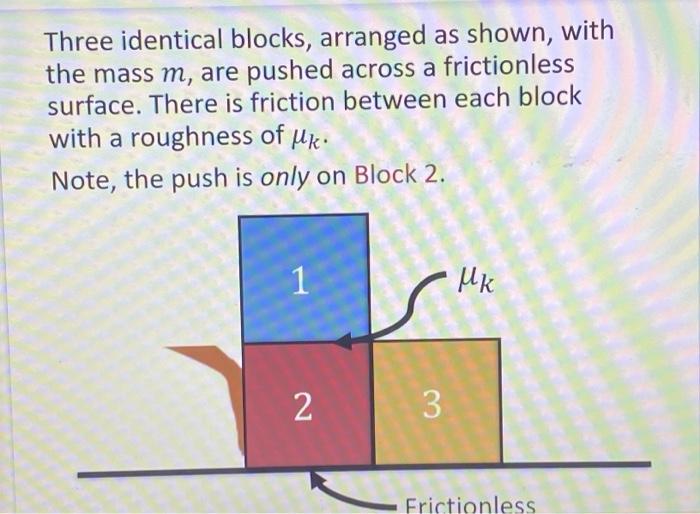 Solved Three identical blocks, arranged as shown, with the | Chegg.com Solved Three identical blocks, arranged as shown, with the | Chegg.com