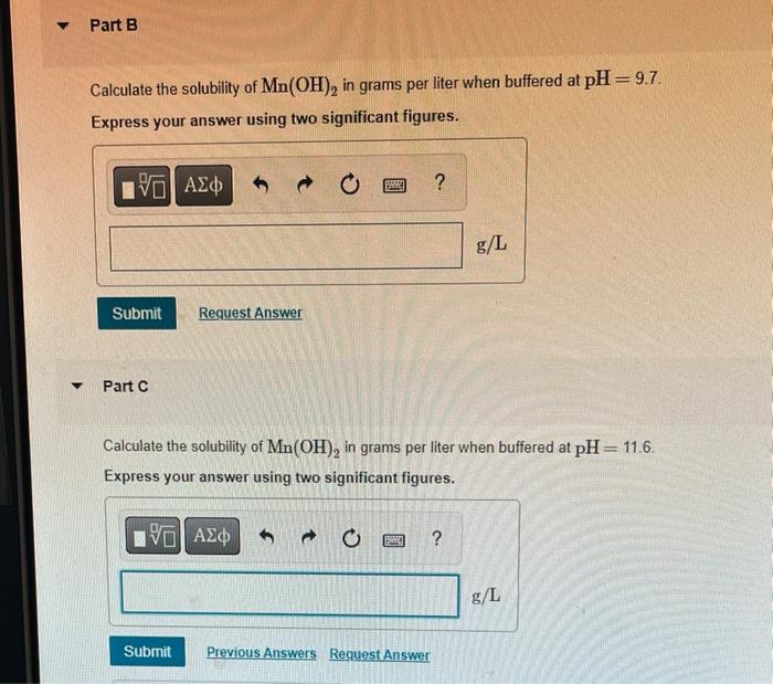 Solved Calculate the solubility of Mn(OH)2 in grams per | Chegg.com