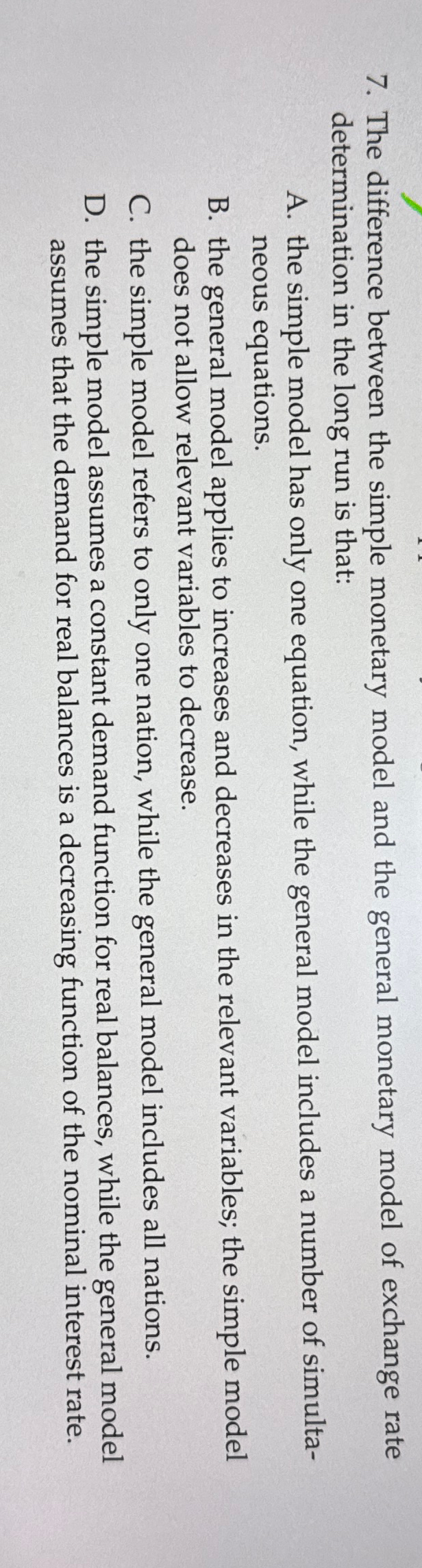 Solved The difference between the simple monetary model and | Chegg.com