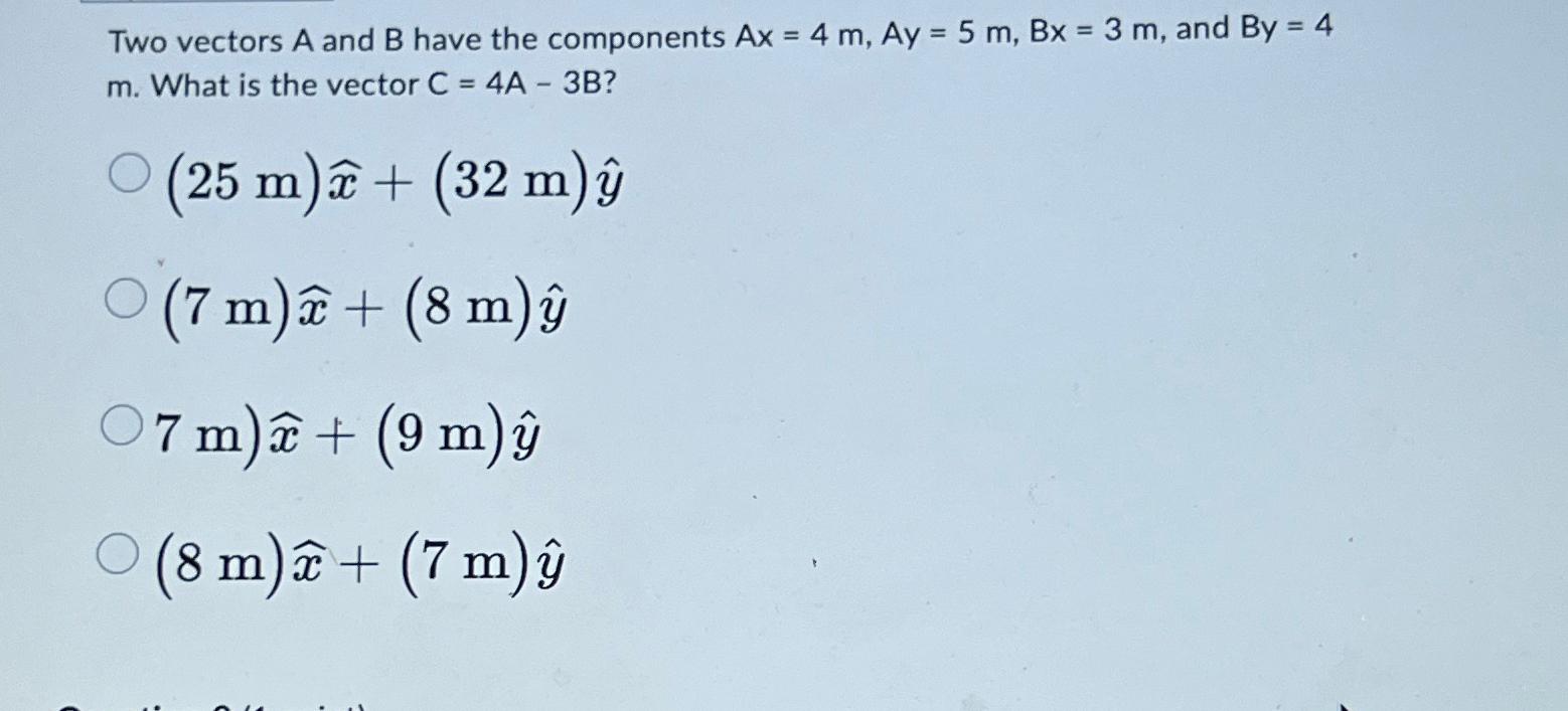 Solved Two vectors A and B ﻿have the components | Chegg.com