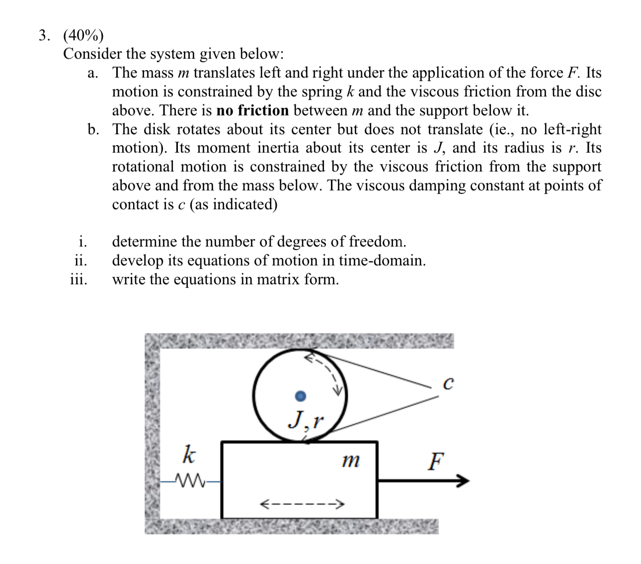 (40%)Consider the system given below:a. ﻿The mass m | Chegg.com