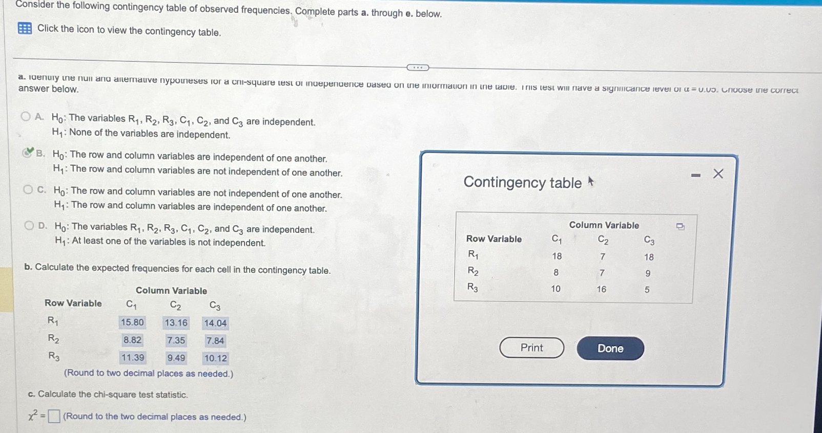 Consider the following contingency table of observed | Chegg.com