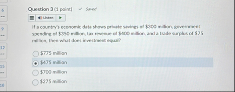 Solved Question 3 (1 ﻿point) ﻿SavedIf a country's economic | Chegg.com