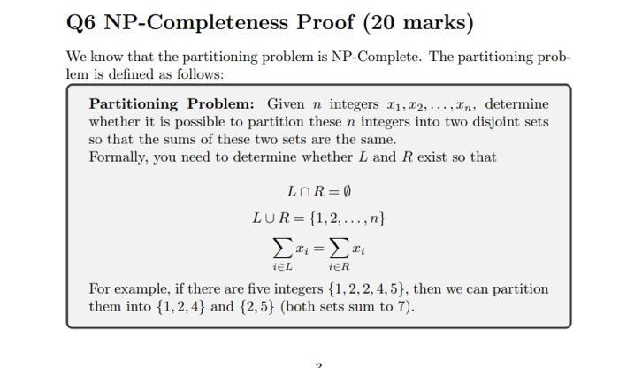 Solved Q6 NP-Completeness Proof (20 marks) We know that the | Chegg.com