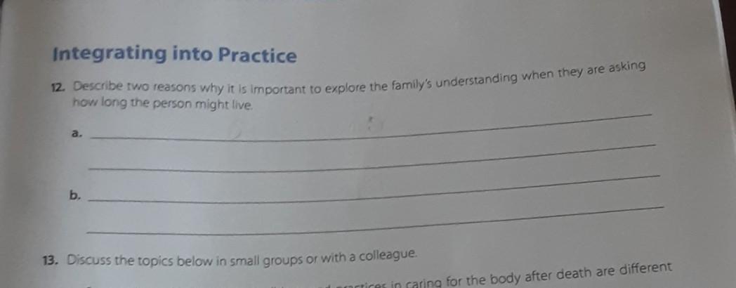 Solved Integrating into Practice 12. Describe two reasons | Chegg.com