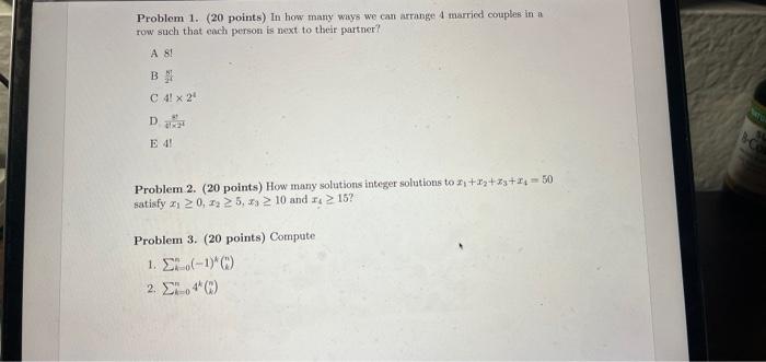 Solved Problem 1. (20 points) In how many ways we can | Chegg.com
