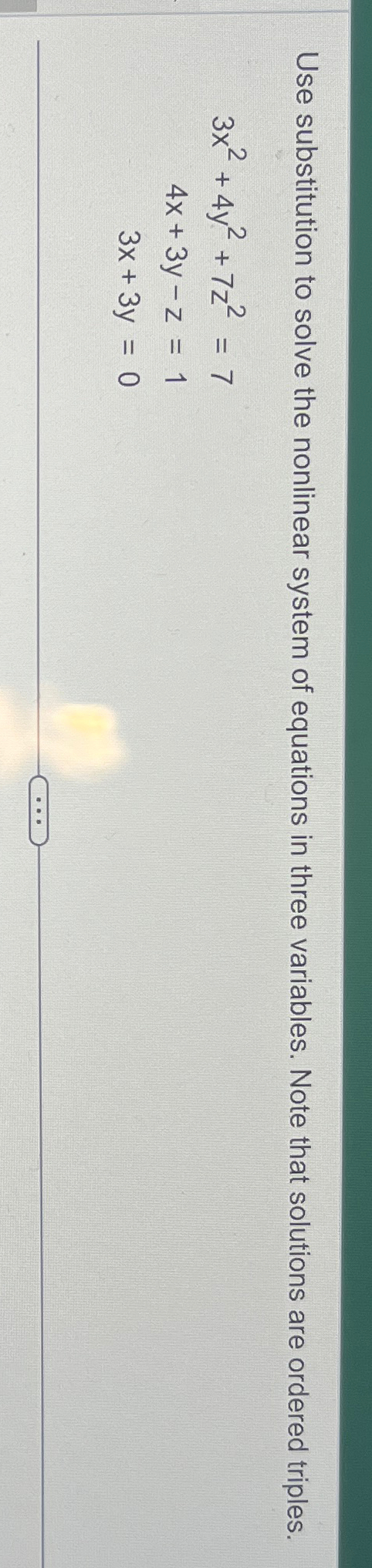Solved Use substitution to solve the nonlinear system of | Chegg.com
