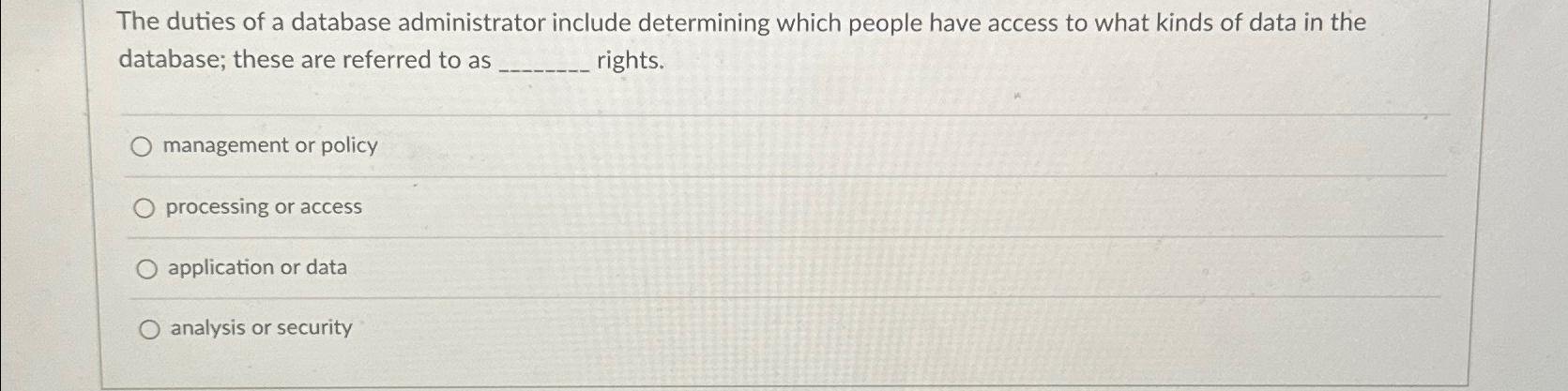 Solved The duties of a database administrator include | Chegg.com