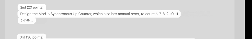 Solved 2nd (20 ﻿points)Design the Mod-6 ﻿Synchronous Up | Chegg.com