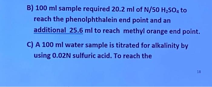 Solved 3. Calculate phenolphthalein and total alkalinity of | Chegg.com