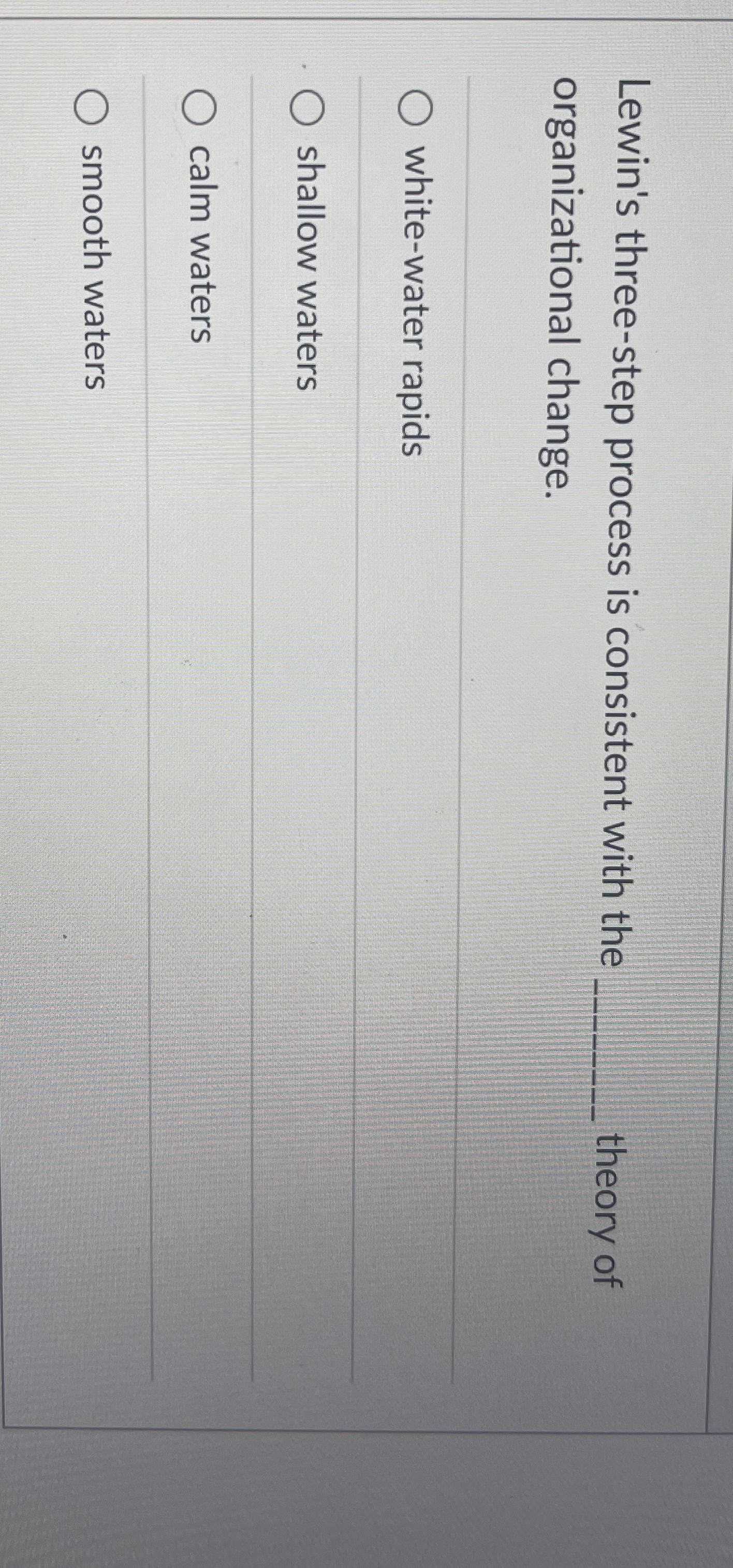 Solved Lewin's three-step process is consistent with the | Chegg.com