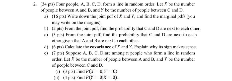 Solved (34 ﻿pts) ﻿Four people, A, ﻿B, ﻿C, ﻿D, ﻿form a line | Chegg.com