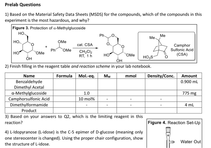 Solved Prelab Questions 1) Based on the Material Safety Data | Chegg.com