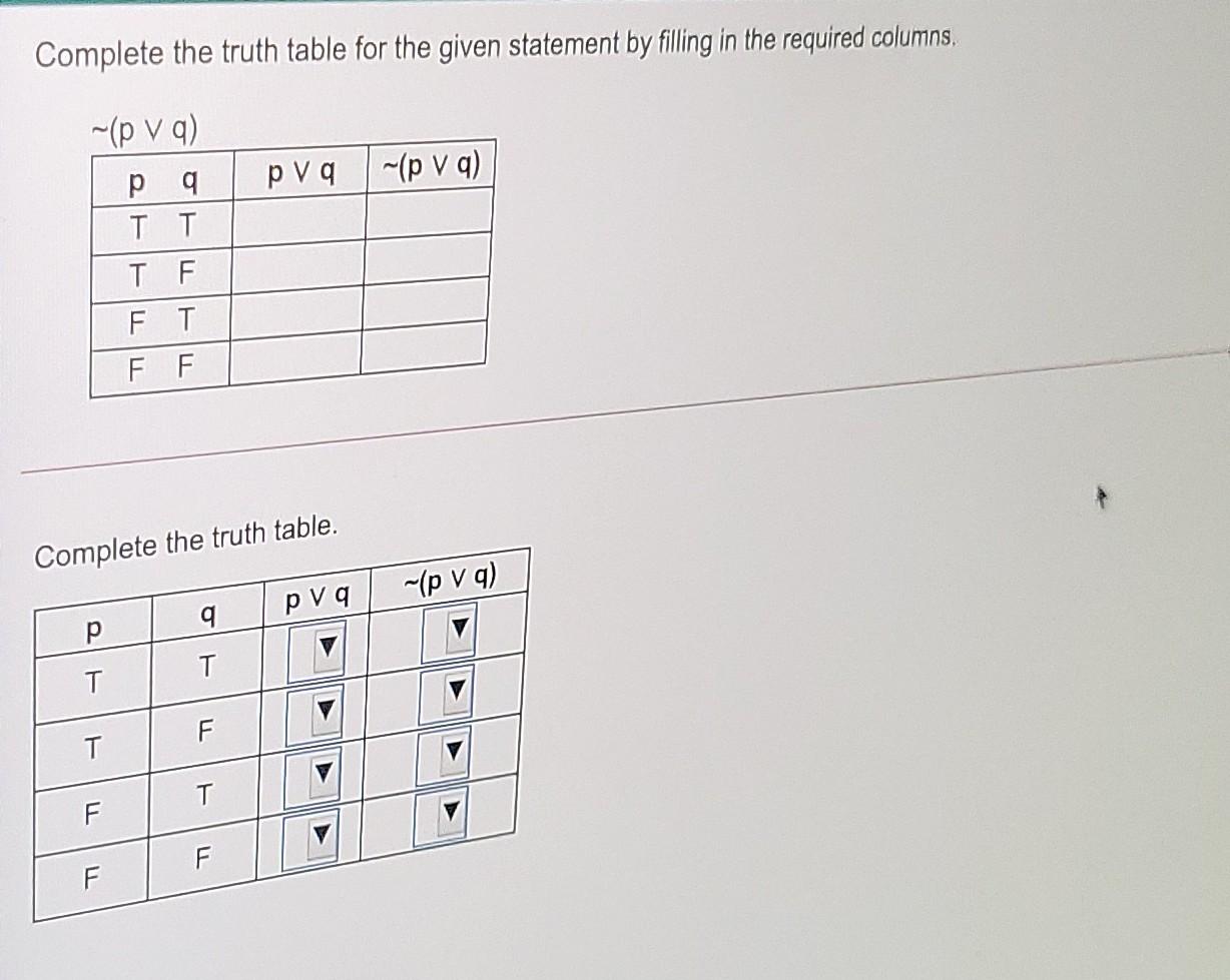 Solved Complete the truth table for the given statement by | Chegg.com