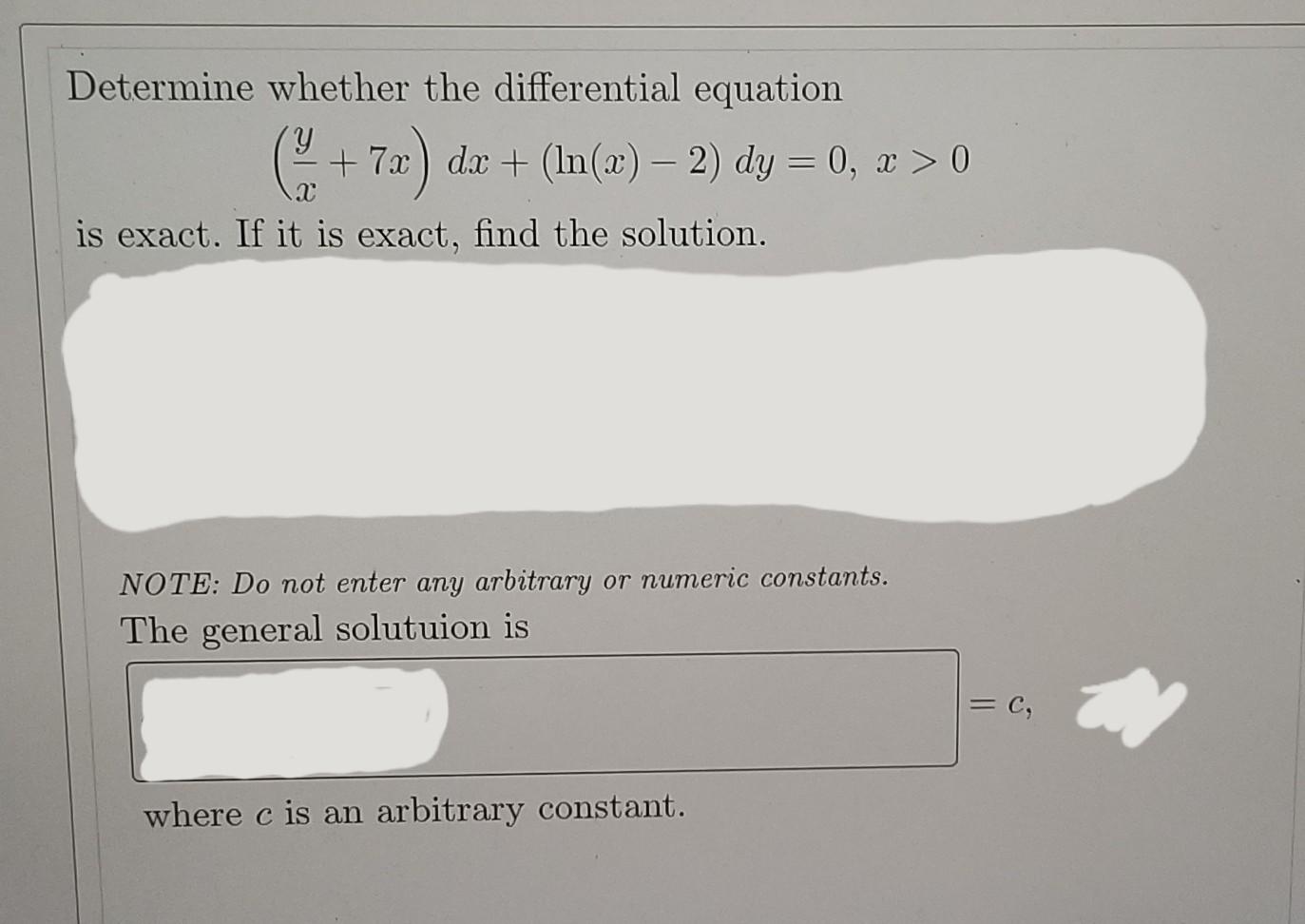 Solved Determine whether the equation is exact. If it is | Chegg.com