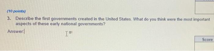 Solved Describe the first governments created in the United | Chegg.com