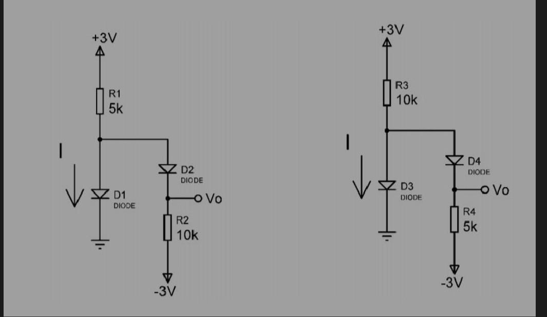 Solved +3V +3V R1 5k R3 10k 1 D2 DIODE D4 DIODE # D3 DIODE | Chegg.com