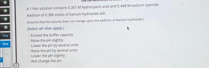 Solved A 1 liter solution contains 0.351M hydrocyanic acid | Chegg.com