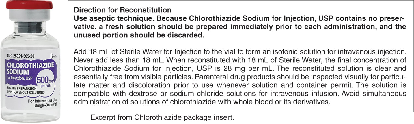 Solved The physician orders chlorothiazide sodium 400 ﻿mg IV | Chegg.com