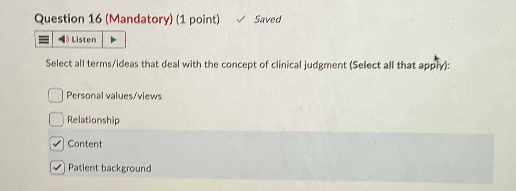 Solved Question 16 (Mandatory) (1 ﻿point)Select all | Chegg.com
