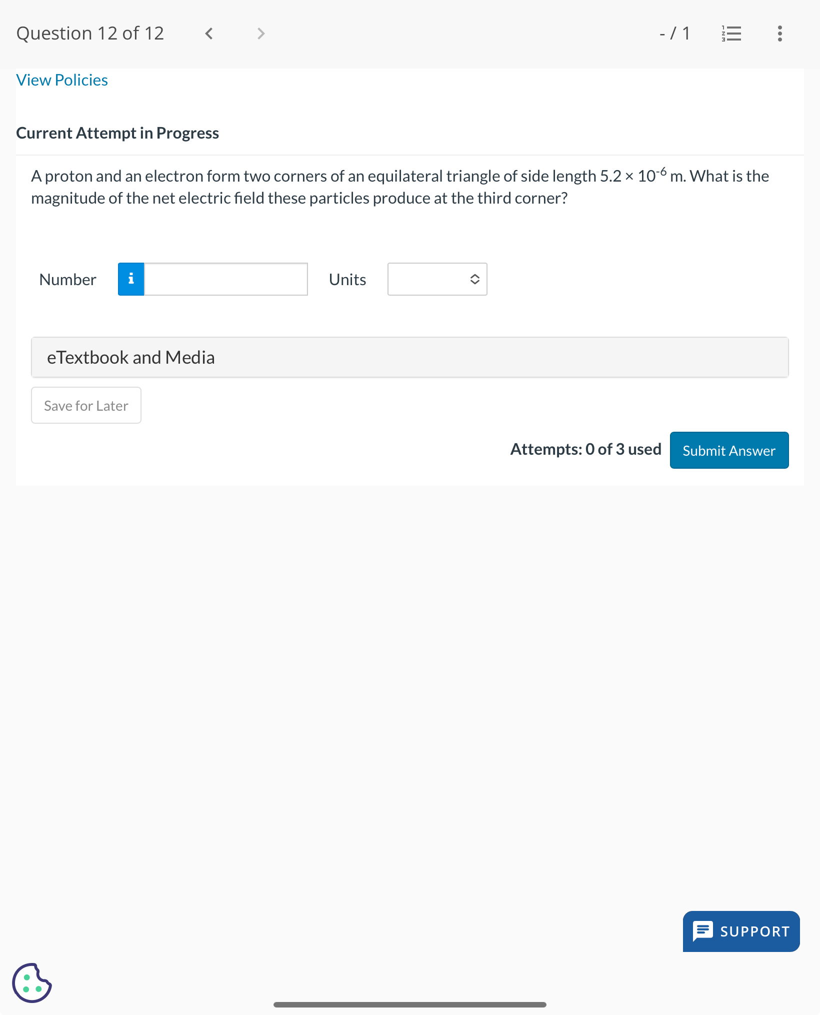 Solved Current Attempt in ProgressA proton and an electron | Chegg.com