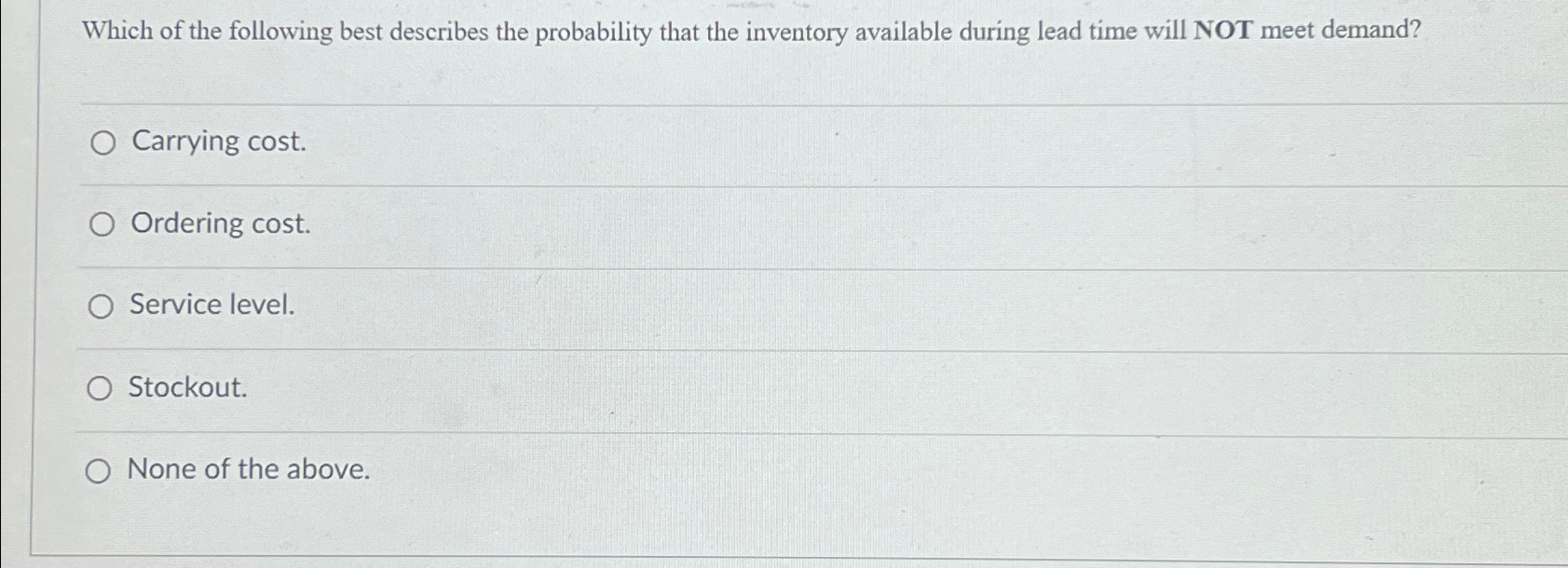Solved Which of the following best describes the probability | Chegg.com