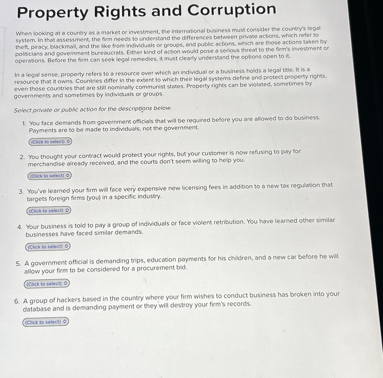 Solved Property Rights and CorruptionWhen looking at a | Chegg.com