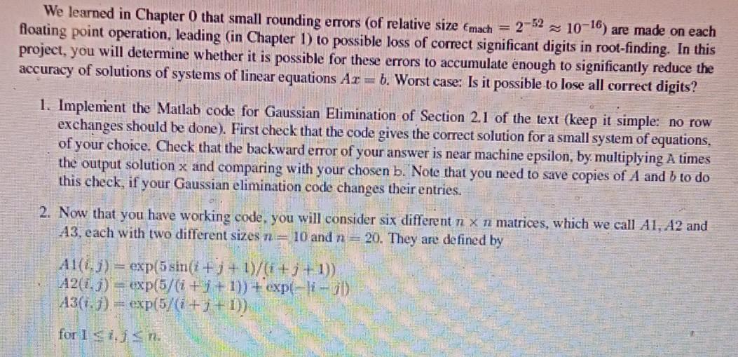 Solved We learned in Chapter 0 that small rounding errors | Chegg.com