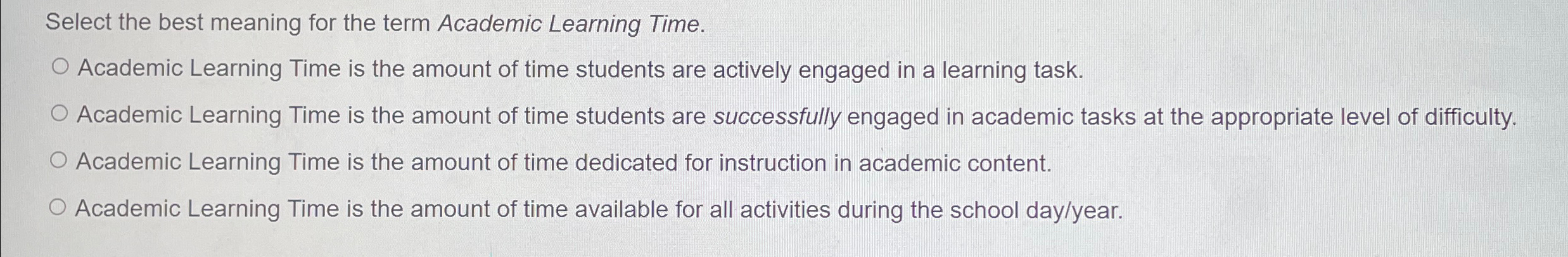Solved Select the best meaning for the term Academic | Chegg.com