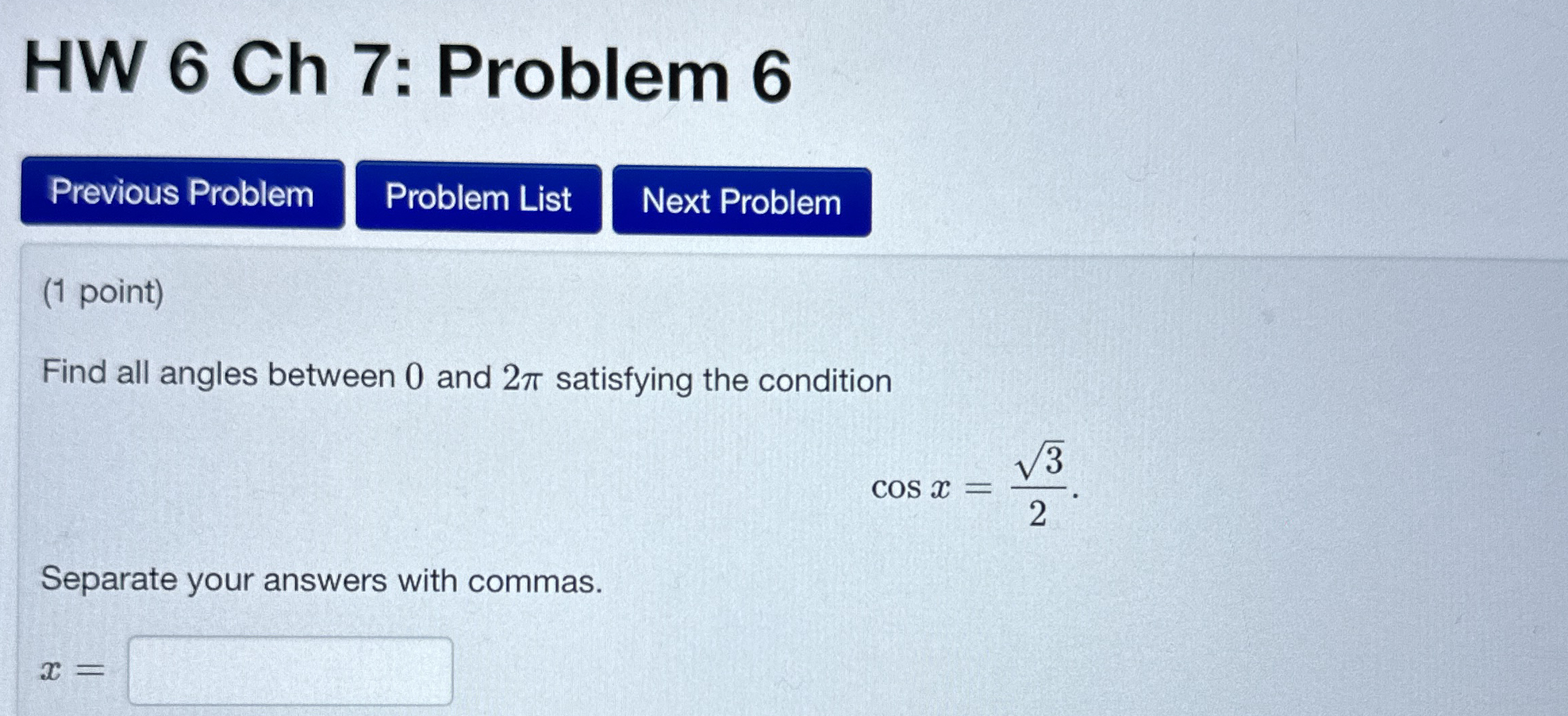 Solved HW 6 ﻿Ch 7: Problem 6(1 ﻿point)Find all angles | Chegg.com