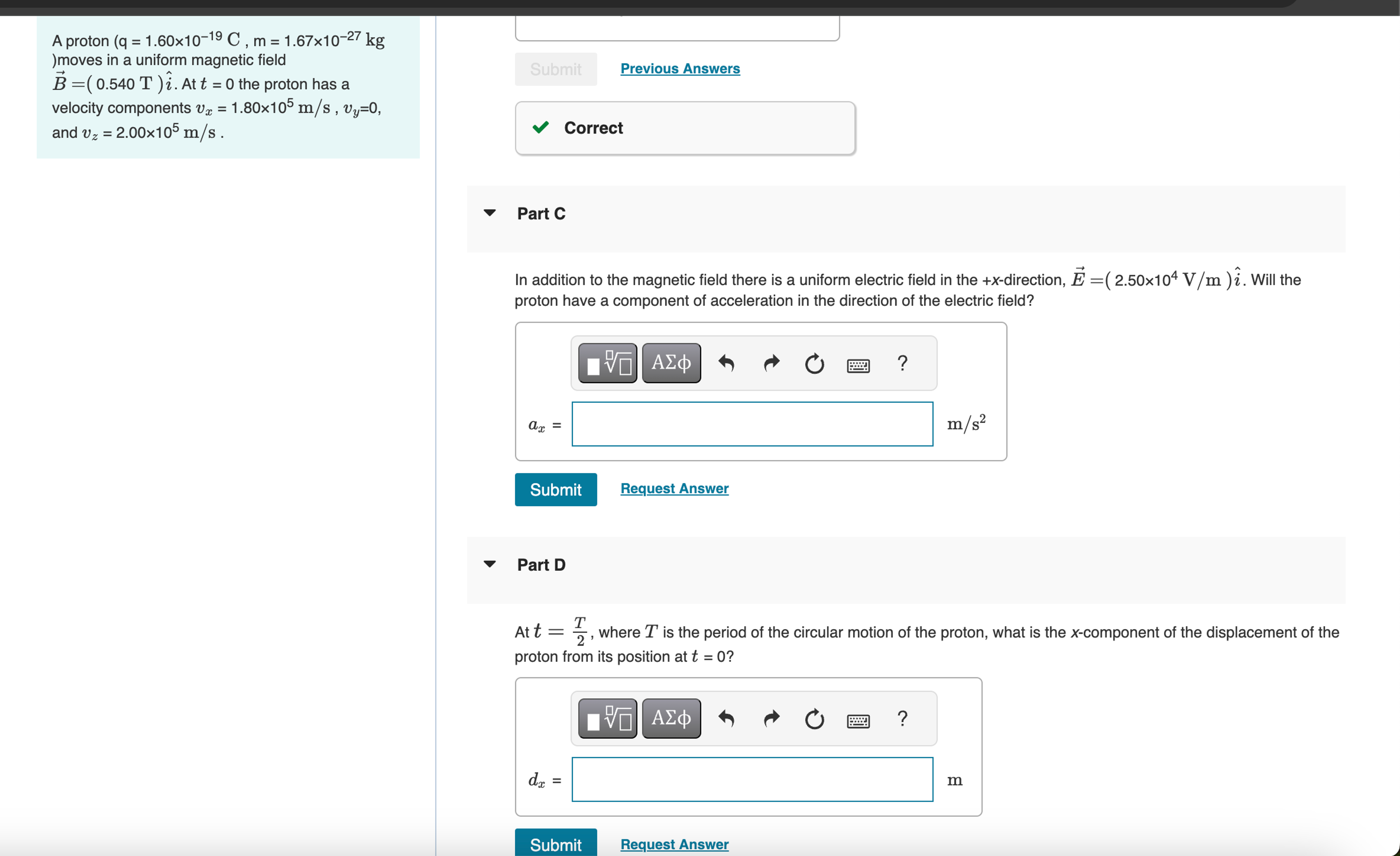 Solved A proton moves in a uniform magnetic | Chegg.com