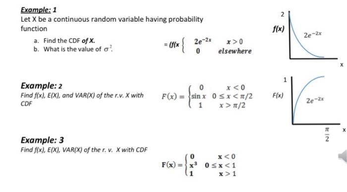 Solved Example: 1 Let X be a continuous random variable | Chegg.com