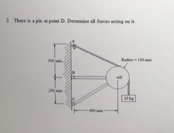 Solved 2. There is a pin at point D. Determine all forces | Chegg.com