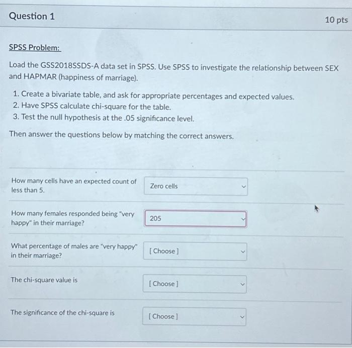 Solved Respondents Sex Happiness Of Marriage