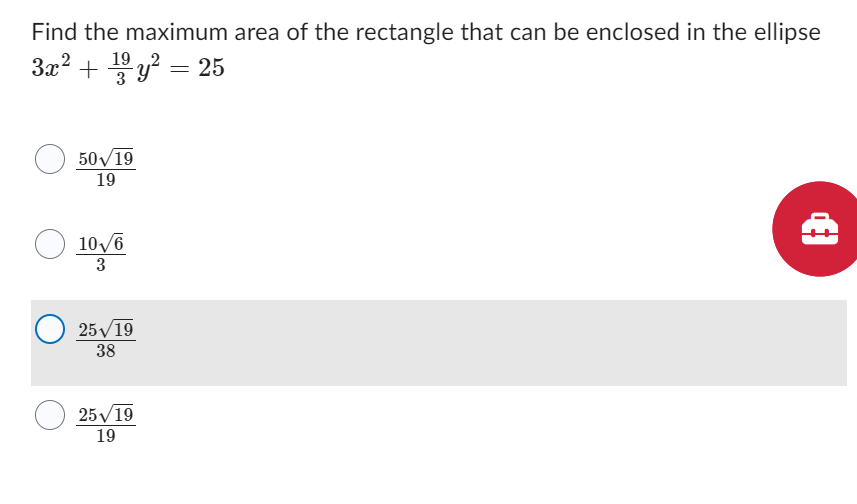 Solved Find the maximum area of the rectangle that can be | Chegg.com