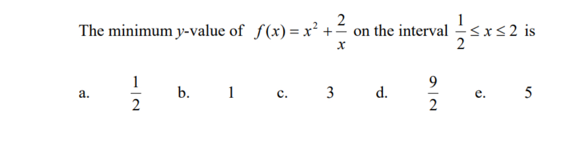 Solved The minimum y-value of f(x)=x2+2x ﻿on the interval | Chegg.com