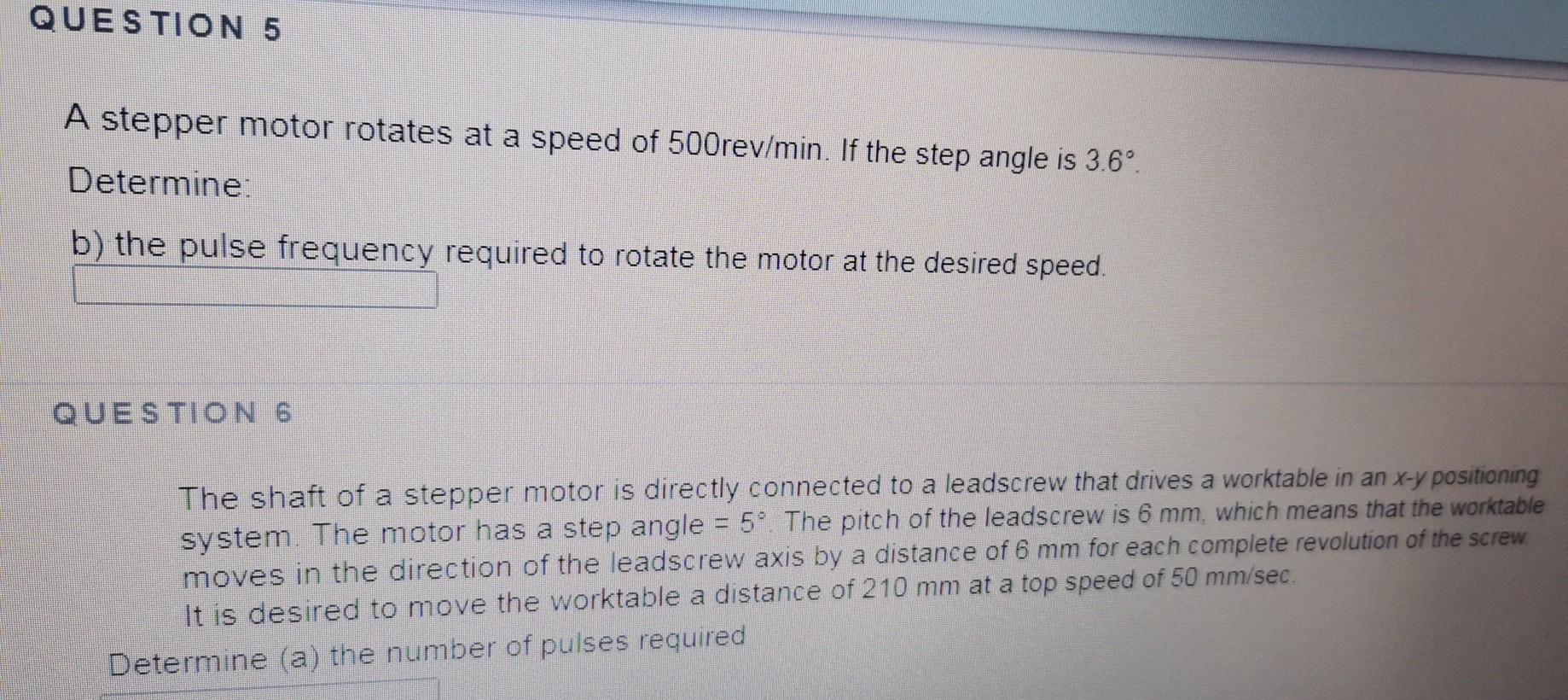 Solved QUESTION 1 A stepper motor with a step angle of 3° | Chegg.com