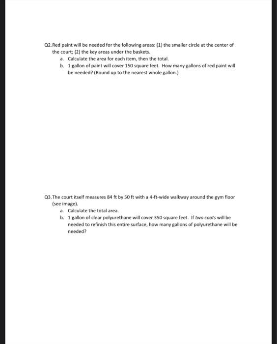 Solved Q2.Red paint will be needed for the following areas: | Chegg.com