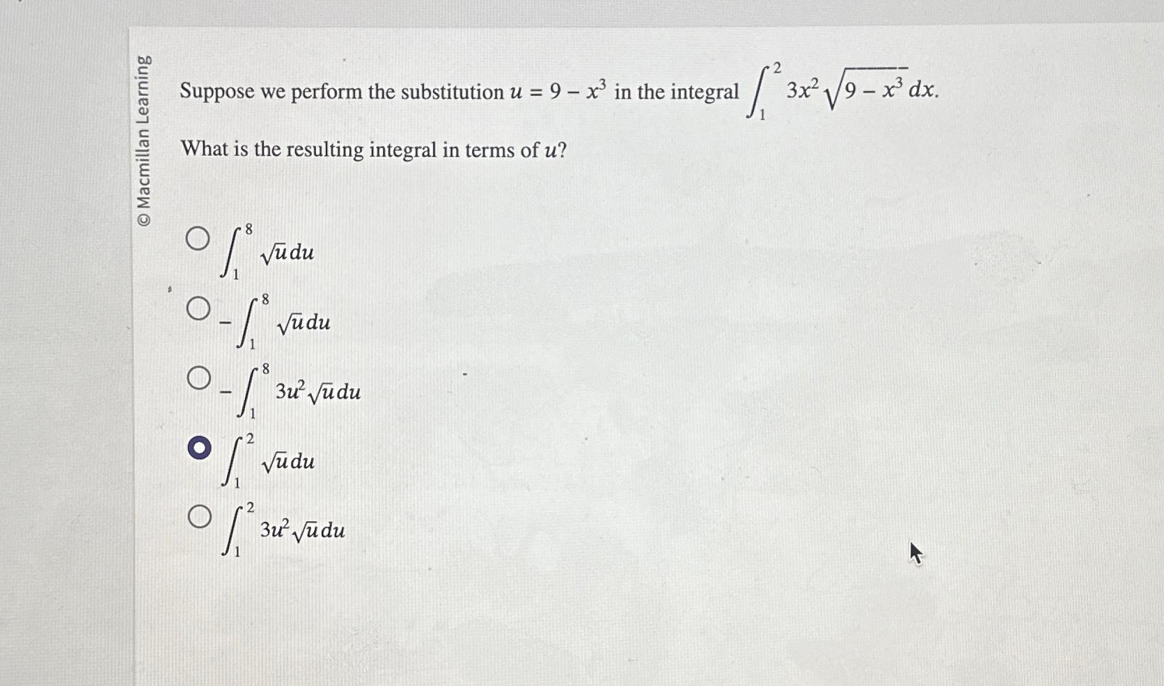 Solved What is the resulting integral in terms of | Chegg.com