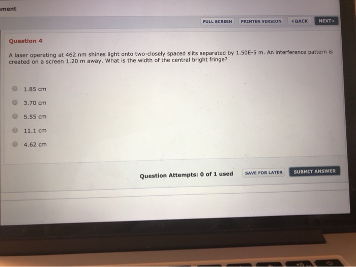 Solved ament FULL SCREEN PRINTER VERSION BACK NEXT Question | Chegg.com