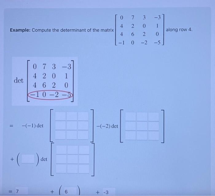 Solved Example: Compute the determinant of the matrix | Chegg.com