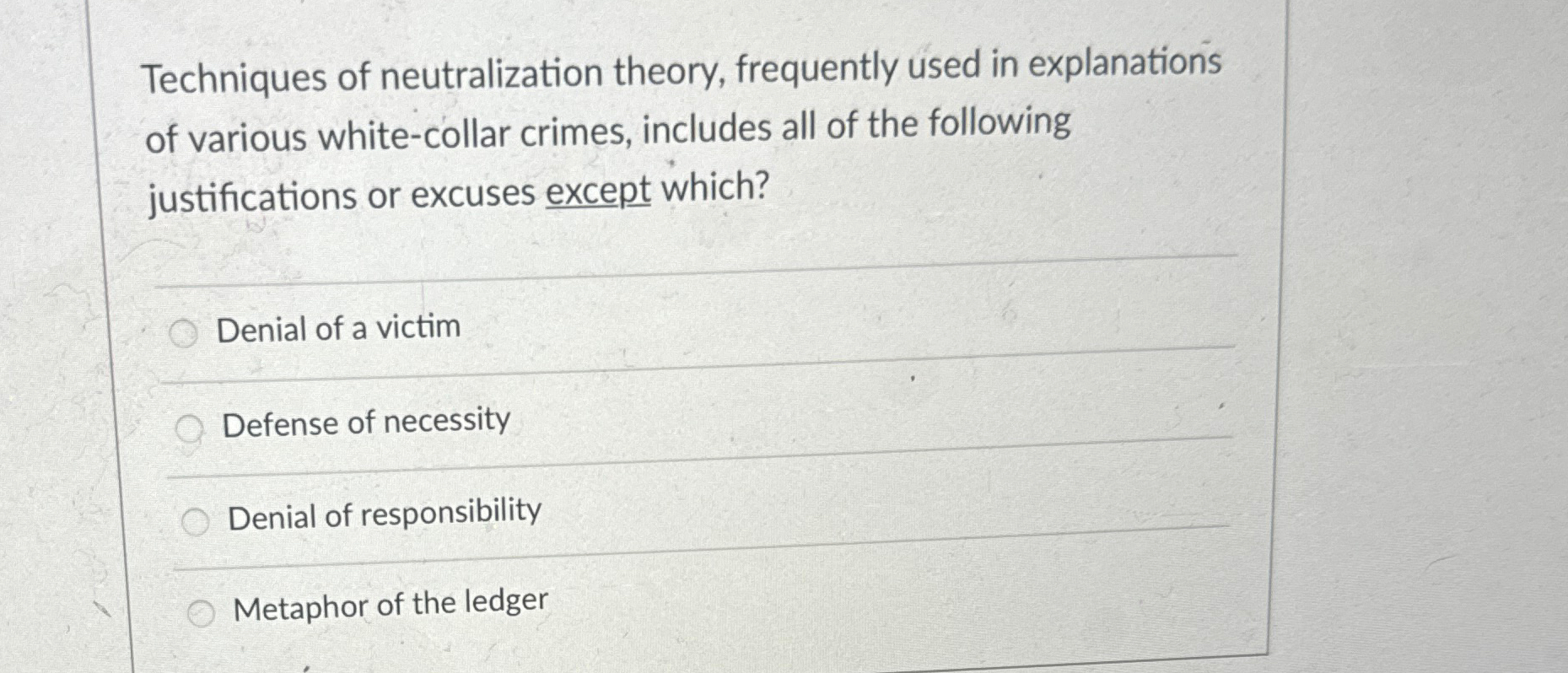 Solved Techniques of neutralization theory, frequently used | Chegg.com