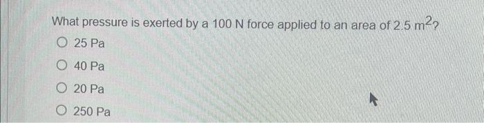 Solved What pressure is exerted by a 100 N force applied to | Chegg.com