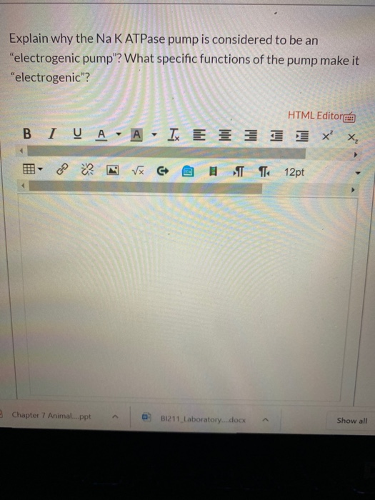 Solved Explain why the Na KATPase pump is considered to be | Chegg.com