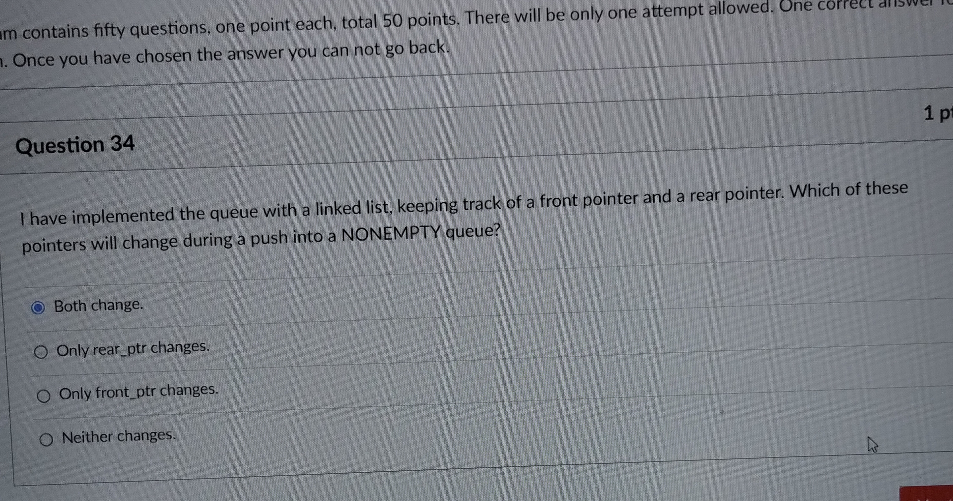 Solved contains fifty questions, one point each, total 50 | Chegg.com