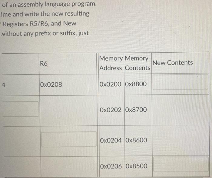 Solved Please consider the following segment of an assembly | Chegg.com