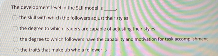 Solved The development level in the Slll model is the skill | Chegg.com